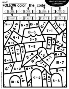 Halloween Addition and Subtraction Color by Code - Teaching Ideas Made Easy