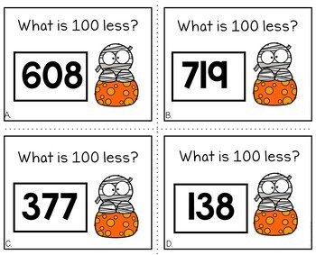 100 Less Math Task Cards - Teaching Ideas Made Easy