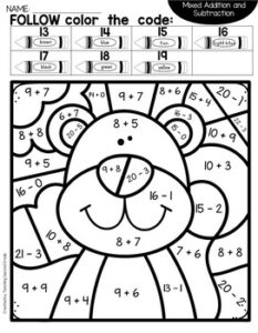 Fall Addition and Subtraction Color by Code - Teaching Ideas Made Easy