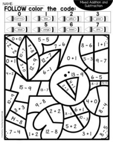 Fall Addition and Subtraction Color by Code - Teaching Ideas Made Easy