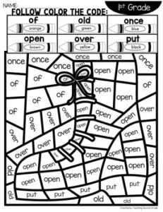 Fall 1st Grade Sight Words Color by Code - Teaching Ideas Made Easy