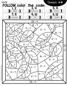 Fall Color by Code with Division Facts - Teaching Ideas Made Easy