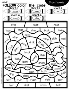 Thanksgiving Color by Code with Short and Long Vowel Worksheets ...