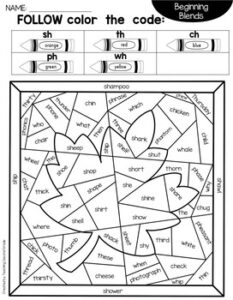 Fall Color by Code Grammar with Blends and Short Vowels - Teaching ...
