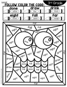 Fall Sight Words Color by Code with 3rd Grade Words - Teaching Ideas ...