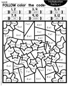 Veterans Day Color by Code with Multiplication Facts - Teaching Ideas ...