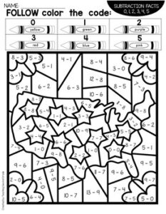 Veterans Day Color by Code with Subtraction Facts - Teaching Ideas Made ...