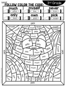 Thanksgiving Color by Code with 3rd Grade Sight Words - Teaching Ideas ...
