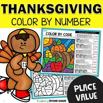 Place Value Thanksgiving Color by Number - Teaching Ideas Made Easy