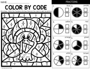 Thanksgiving Fractions Color by Code - Teaching Ideas Made Easy