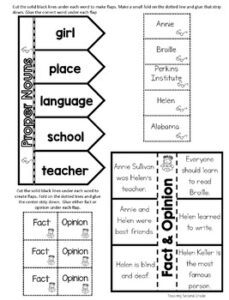 Helen Keller Activities Interactive Notebook with Nouns and Fact and ...