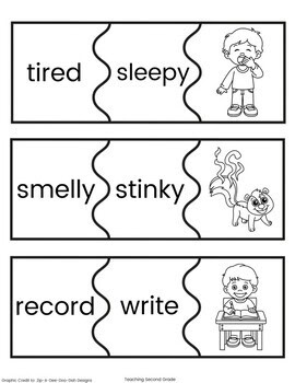 Synonyms ELA Puzzles #1 - Teaching Ideas Made Easy