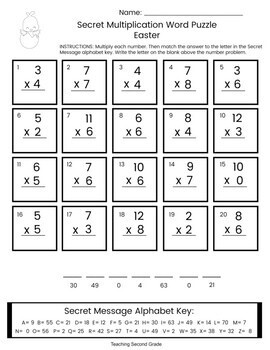 Easter Multiplication Math Worksheets - Teaching Ideas Made Easy