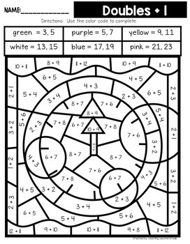 Color by Number New Year's Day Addition Fact - Teaching Ideas Made Easy
