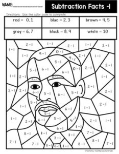 Color by Number Subtraction Facts Martin Luther King Jr. - Teaching ...