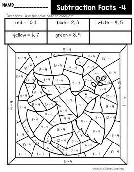 Color by Number Subtraction Facts Martin Luther King Jr. - Teaching ...