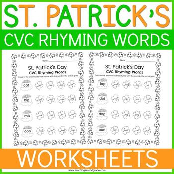 St. Patrick's Day Rhyming Words Worksheets - Teaching Ideas Made Easy