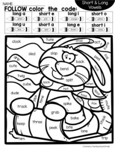 Winter Language Arts Short and Long Vowels Color by Code - Teaching ...