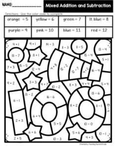 100 Days of School Color by Code with Addition and Subtraction Facts ...