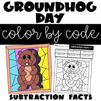 Groundhog Day Color by Number with Subtraction Facts - Teaching Ideas ...