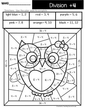 Valentine's Day Color by Number Division Facts - Teaching Ideas Made Easy