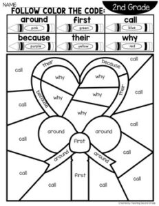 Valentine's Day Sight Words Color by Code with 2nd Grade Words ...