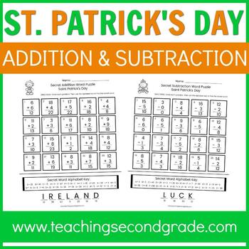 St. Patrick's Day Addition and Subtraction Worksheets - Teaching Ideas ...
