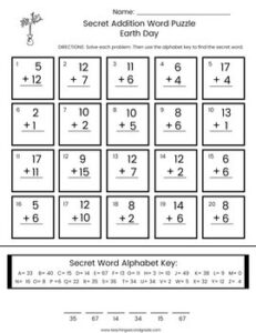 Earth Day Addition and Subtraction Worksheets - Teaching Ideas Made Easy