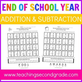 End of School Year Addition and Subtraction Worksheets - Teaching Ideas ...