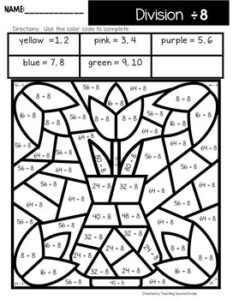 Spring Division Facts Color by Number - Teaching Ideas Made Easy