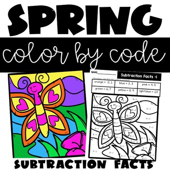 Spring Subtraction Facts Color by Number - Teaching Ideas Made Easy