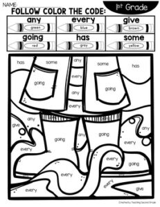Spring Color by Code Sight Words 1st Grade Words - Teaching Ideas Made Easy