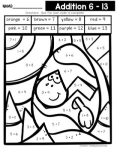 Dinosaurs Color by Code with Addition Facts - Teaching Ideas Made Easy
