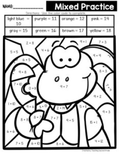Dinosaurs Color by Code with Addition Facts - Teaching Ideas Made Easy