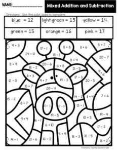 Zoo Animals Color by Code with Addition and Subtraction - Teaching ...