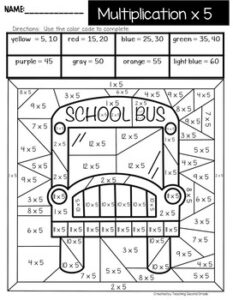 Back to School Color by Number Multiplication Facts - Teaching Ideas ...