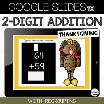 2 Digit Addition with Regrouping {Thanksgiving} Google Slides ...