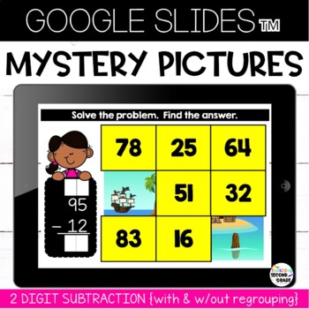2 Digit Subtraction With and without Regrouping Google Slides™ Mystery ...
