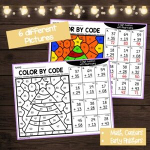 Christmas 2 Digit Addition with Regrouping Color by Code - Teaching ...