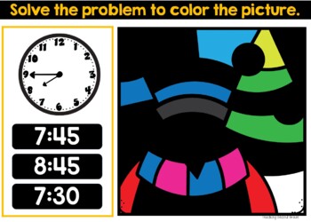 Google Classroom™ Winter Telling Time to the Nearest 5 Minutes Color ...