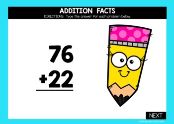 2 Digit Addition without Regrouping Google Slides Digital Task Cards ...
