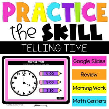 Telling Time to the Hour and Half Hour Google Slides Digital Task Cards ...