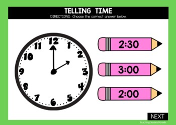 Telling Time to the Hour and Half Hour Google Slides Digital Task Cards ...