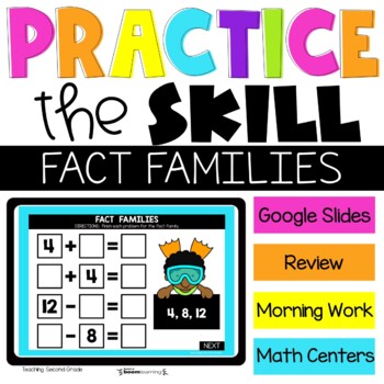 Fact Families Addition and Subtraction Google Slides Digital Task Cards ...