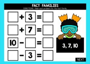 Fact Families Addition and Subtraction Google Slides Digital Task Cards ...