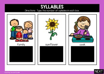 Counting Syllables Google Slides - Syllable Sort - Teaching Ideas Made Easy