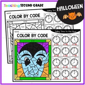 Halloween Telling Time - Color by Code to the hour and half hour ...