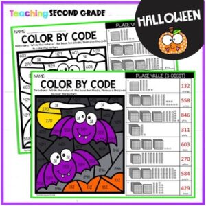 Halloween Place Value - expanded form, the value of a number Color by ...