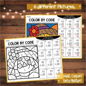 Fall Color by Code 2 Digit Addition without Regrouping Autumn ...