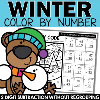 Winter 2 Digit Subtraction without Regrouping Color by Code - Teaching ...